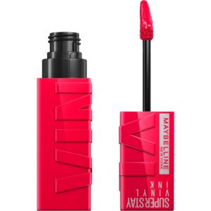 maybelline new york super stay vinyl ink longwear no-budge liquid lipcolor makeup, highly pigmented color and instant shine, capricious, raspberry pink lipstick, 0.14 fl oz, 1 count