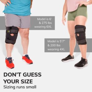 BraceAbility Hinged Plus Size Knee Brace - Adjustable Bariatric Knee Brace with Patella Stabilizer Hinges for Men and Women, Obese Large Leg Knee Pain, Osteoarthritis, Meniscus Tear Recovery (XL)