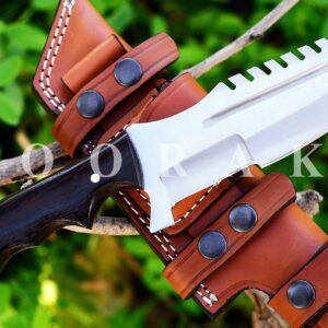 Nooraki - 10" Custom Handmade D2 Tracker Knife, Hunting knife, Camping knife, Bushcraft Knife, Survival Knife EDC, Full Tang With Sheath TRK-345