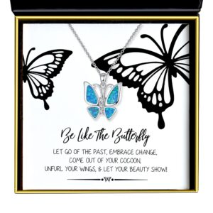 aphrodite’s butterfly necklaces for women, be like the butterfly - fire opal butterfly necklace for women girls, mother's day gifts for mom daughter wife girlfriend sister, gifts for women, butterfly gifts for women, gifts for daughter