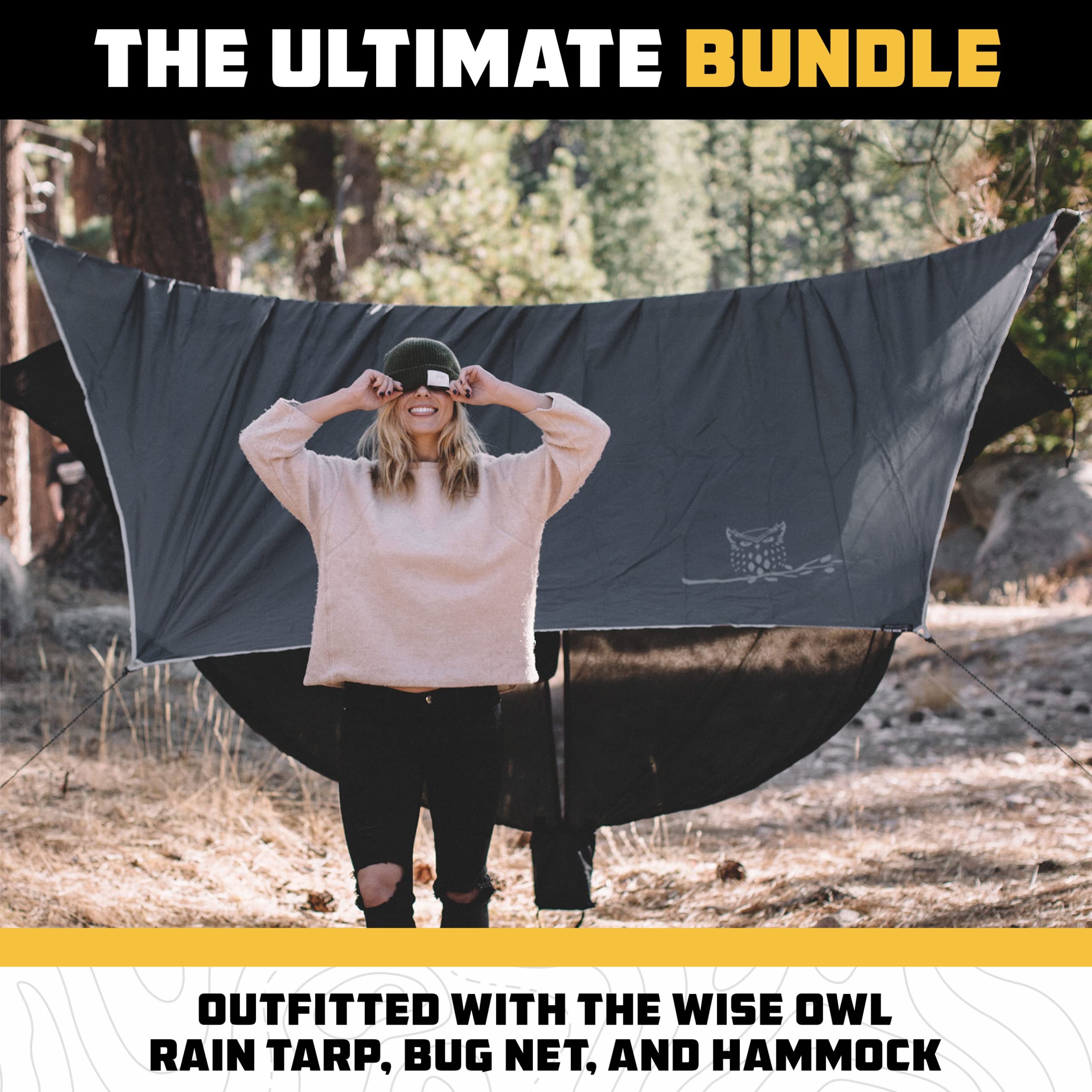 Wise Owl Outfitters Camping Hammock with Rain Fly Tarp and Bug Net - Single Hammock - Waterproof Camping Accessories & Backpacking Gear, Camping Gear Must Haves - Blue