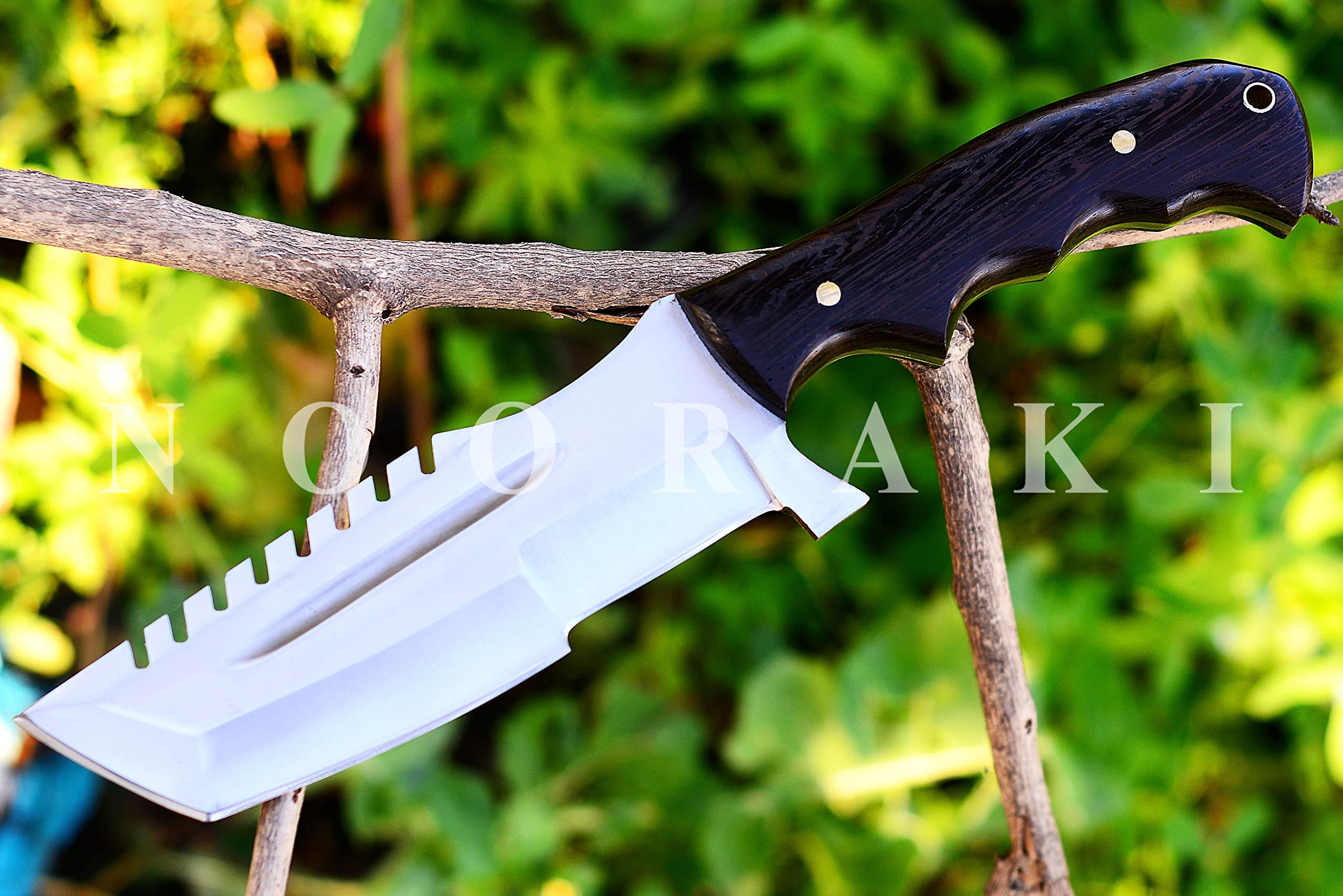 Nooraki - 10" Custom Handmade D2 Tracker Knife, Hunting knife, Camping knife, Bushcraft Knife, Survival Knife EDC, Full Tang With Sheath TRK-345