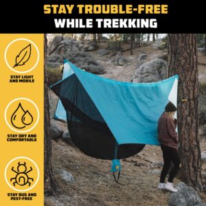 Wise Owl Outfitters Camping Hammock with Rain Fly Tarp and Bug Net - Single Hammock - Waterproof Camping Accessories & Backpacking Gear, Camping Gear Must Haves - Blue