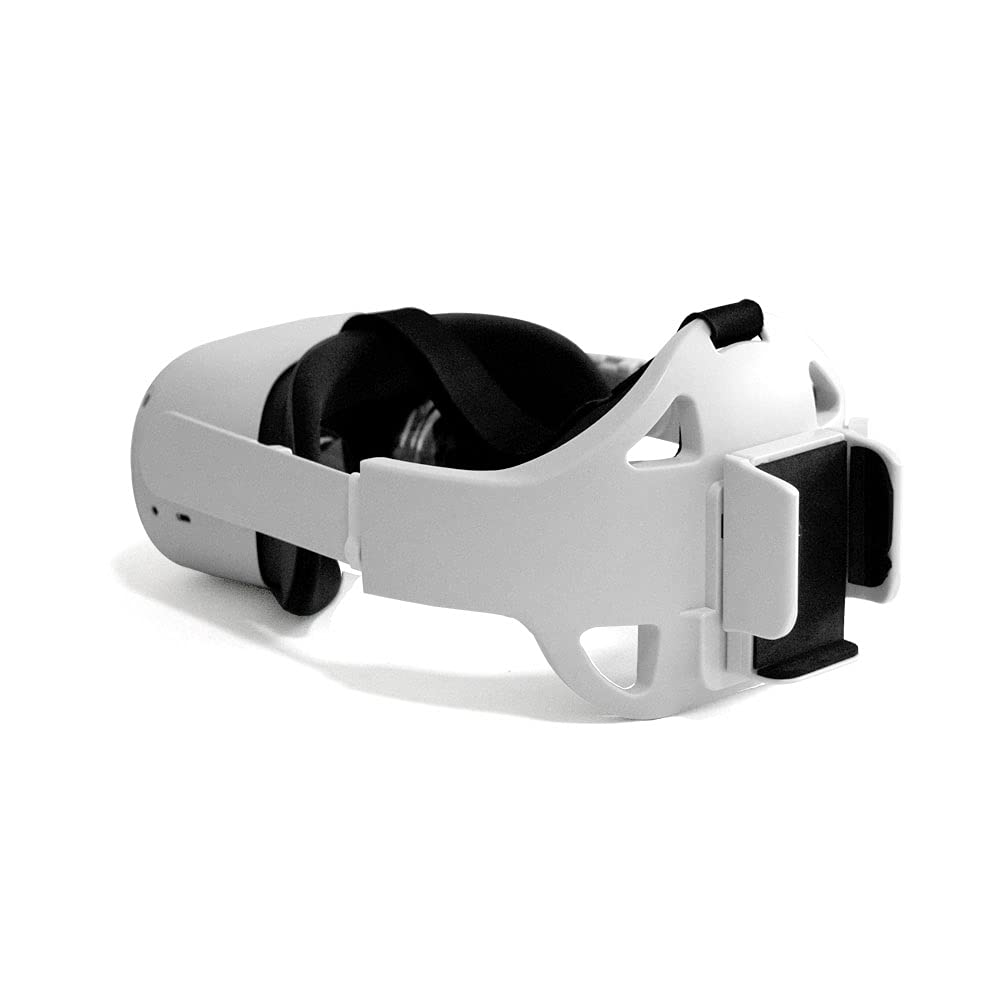 Immersant Head Strap with Battery Holder for Oculus Quest 2 - Accessories for Oculus Quest 2 - Adjustable Headband with Built-in Power Bank Clamp Bracket - for Power Banks Up to 2.8" Width