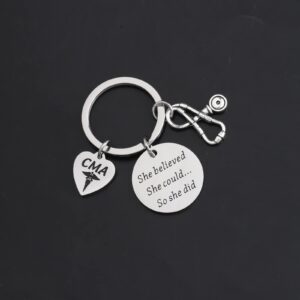 Lywjyb Birdgot CMA Gift Certified Medical Assistant Gifts She Believed She Could So She Did Nurse Keychain (CMA ky)