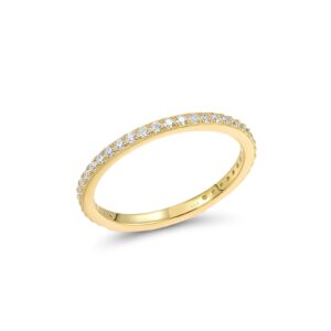 santuzza 925 sterling silver 14k gold plated solid stackable ring cz simulated diamond for women (8, gold)