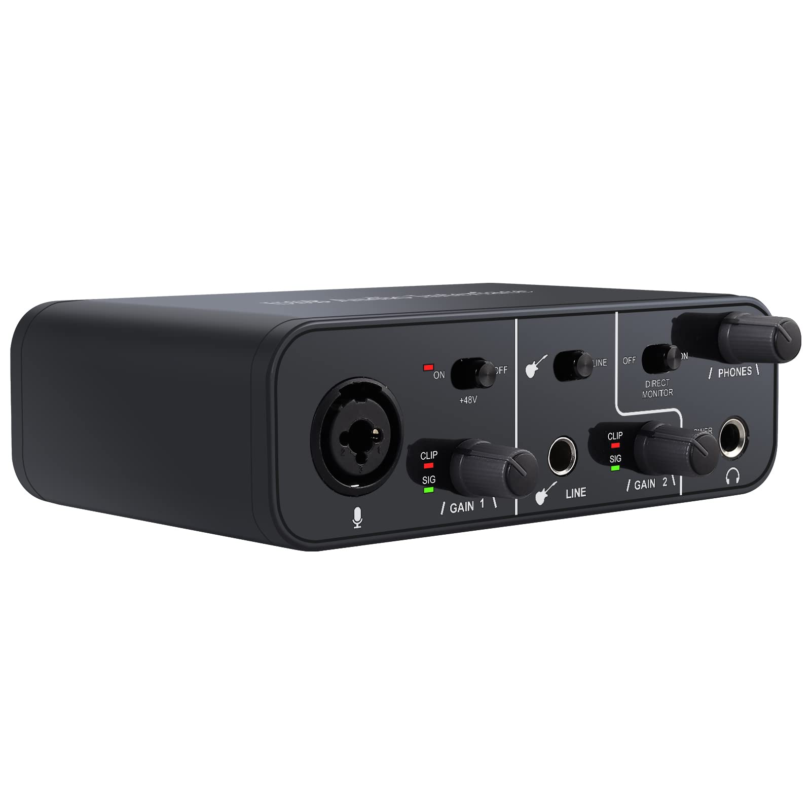 USB Audio Interface 2 In 2 Out with 48V Phantom Power,YGiTK USB-C Audio Interface for PC/Win/Mac Recording, Streaming and Podcasting, Audio Box (Microphone Cable Included)