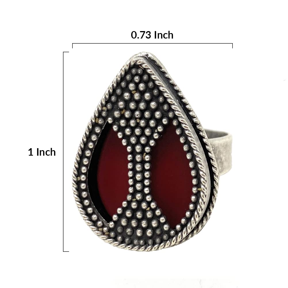 Duel On Jewel Kayi Halime Tribal Turkish Zamak Vintage Womens Statement Big Cocktail Adjustable Ring Size 6.5 to 8.5 - Boho Chic Fashion