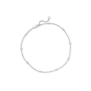 ross-simons 0.25 ct. t.w. diamond station anklet in sterling silver. 9 inches