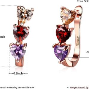 WSKFLY Colorful Cubic Zirconia Heart hoop Earrings,18K Rose Gold Boutique Earrings for Women