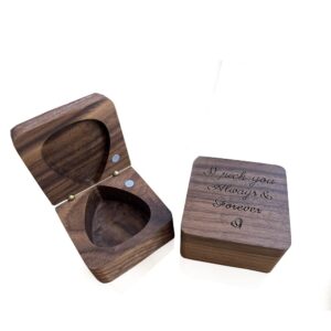 llerra walnut guitar pick storage box, can hold many picks, i pick you always and forever, guitar gifts for boyfriend husband, 1 pack