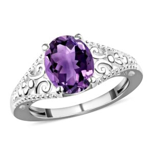 shop lc purple amethyst ring for women 925 sterling silver vintage healing crystal jewelry gifts for women ct 1.4 size 10 birthday gifts