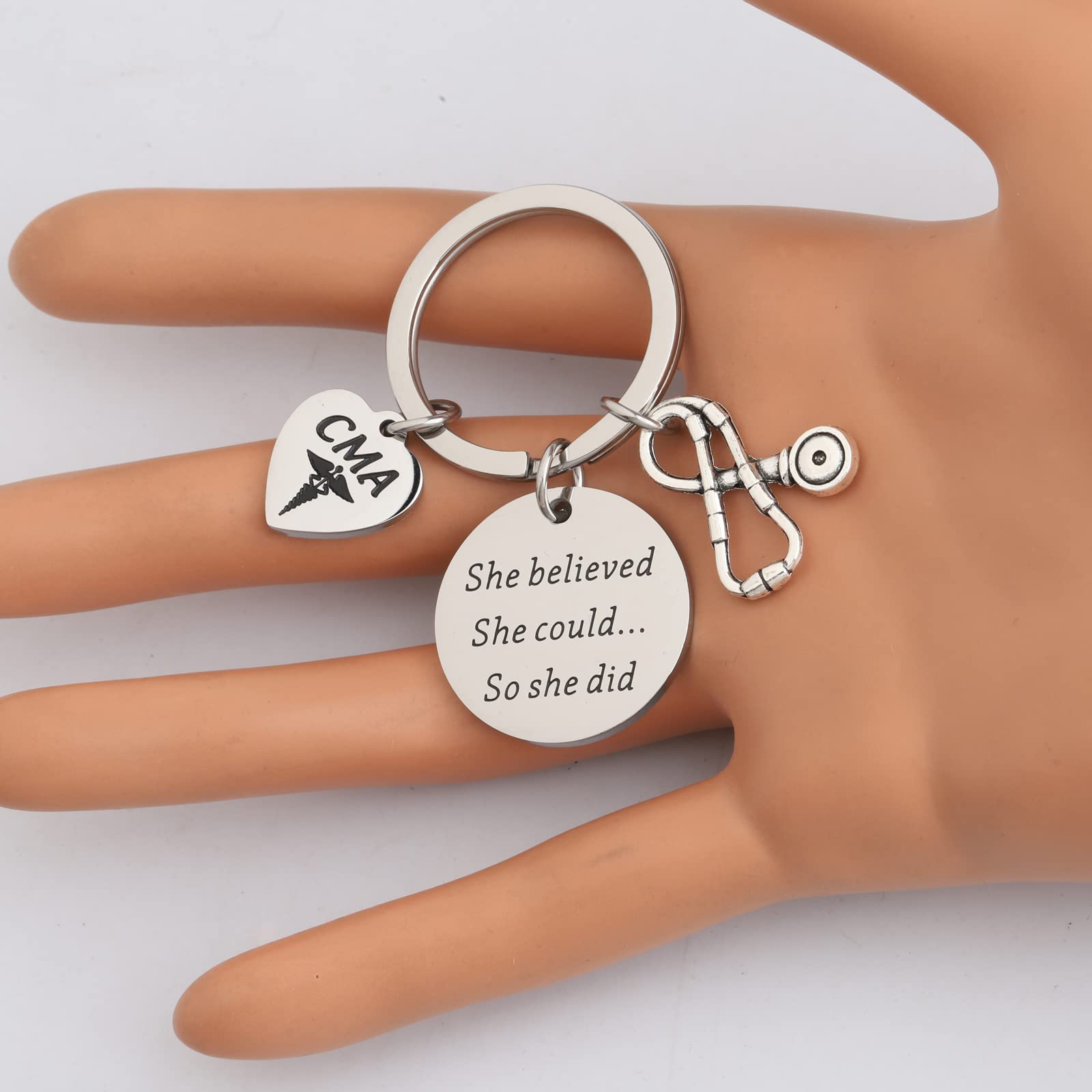 Lywjyb Birdgot CMA Gift Certified Medical Assistant Gifts She Believed She Could So She Did Nurse Keychain (CMA ky)