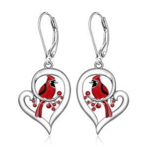 red cardinal earrings bird earrings for women cardinal appear when angels are near sterling silver cardinal memorial gifts for loss of loved one