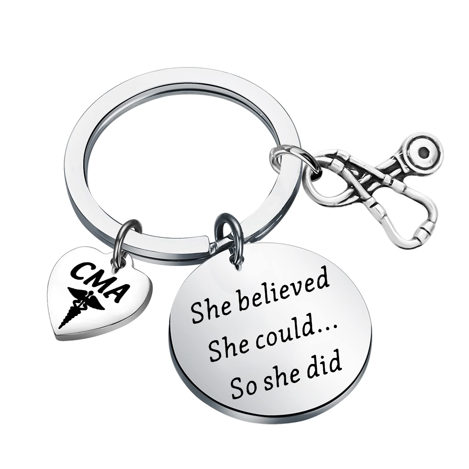 Lywjyb Birdgot CMA Gift Certified Medical Assistant Gifts She Believed She Could So She Did Nurse Keychain (CMA ky)