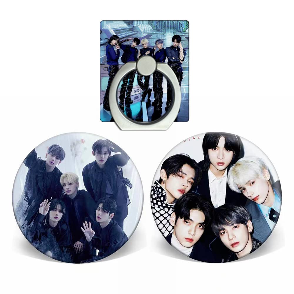 WGEEEY female Kpop TXT Gifts Set, TXT Photocard, Stickers, Bracelet, Face Shield, Rings, Pendant Necklace, Button Pin, Phone Ring Holder, Keychain