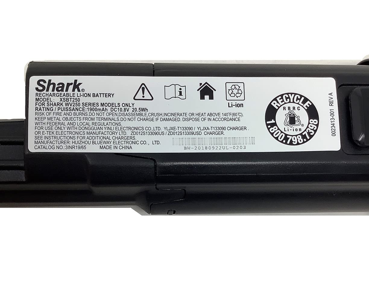 Shark ' Ninja Genuine Shark Rechargeable Li-Ion Battery XSBT250 for WV251 WANDVAC Cordless Handheld Vacuum, Clear and Black