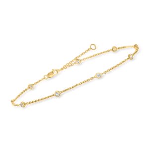 Ross-Simons 0.50 ct. t.w. Diamond Station Anklet in 18kt Gold Over Sterling. 9 inches