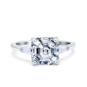 blue apple co. simulated cubic zirconia size-6 asscher cut art deco wedding engagement ring bridal baguette cz 925 sterling silver