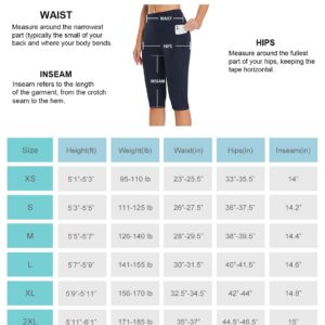 BALEAF Women's Knee Length Leggings High Waisted Plus Size Yoga Workout Exercise Capris for Casual Summer with Pockets Navy Blue L