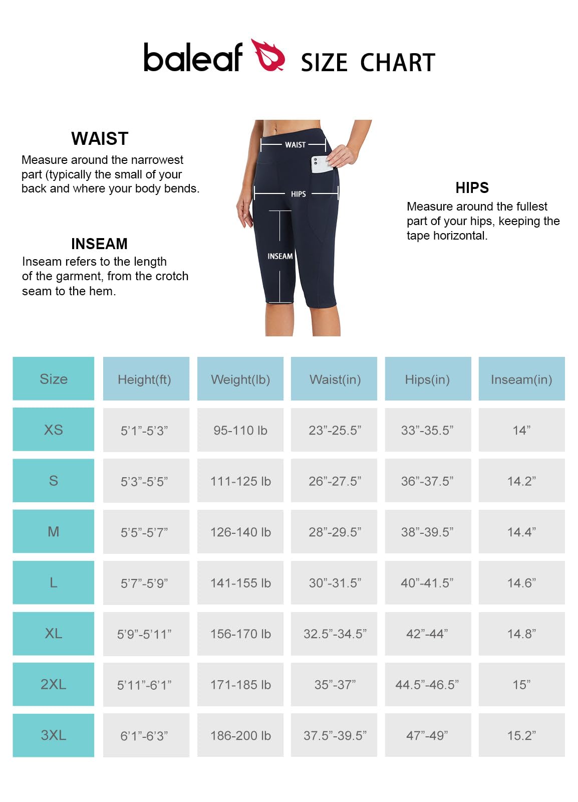 BALEAF Women's Knee Length Leggings High Waisted Plus Size Yoga Workout Exercise Capris for Casual Summer with Pockets Navy Blue L