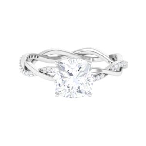 rosec jewels moissanite solitaire ring for women, 8 mm, 3 cttw, d-vs1 quality, braided promise engagement ring, 14k white gold, size:us 12.00