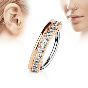 cz surgical steel ear cartilage earrings daith tragus helix hoop nose rings 20g (0.8mm) - rose gold