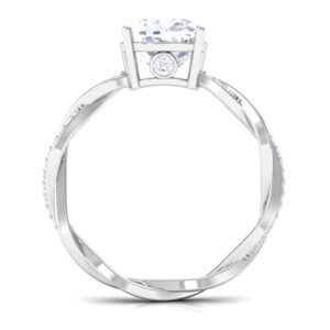 Rosec Jewels Moissanite Solitaire Ring for Women, 8 MM, 3 Cttw, D-VS1 Quality, Braided Promise Engagement Ring, 14K White Gold, Size:US 12.00