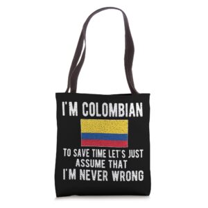 funny i'm colombian flag colombia colombian roots tote bag