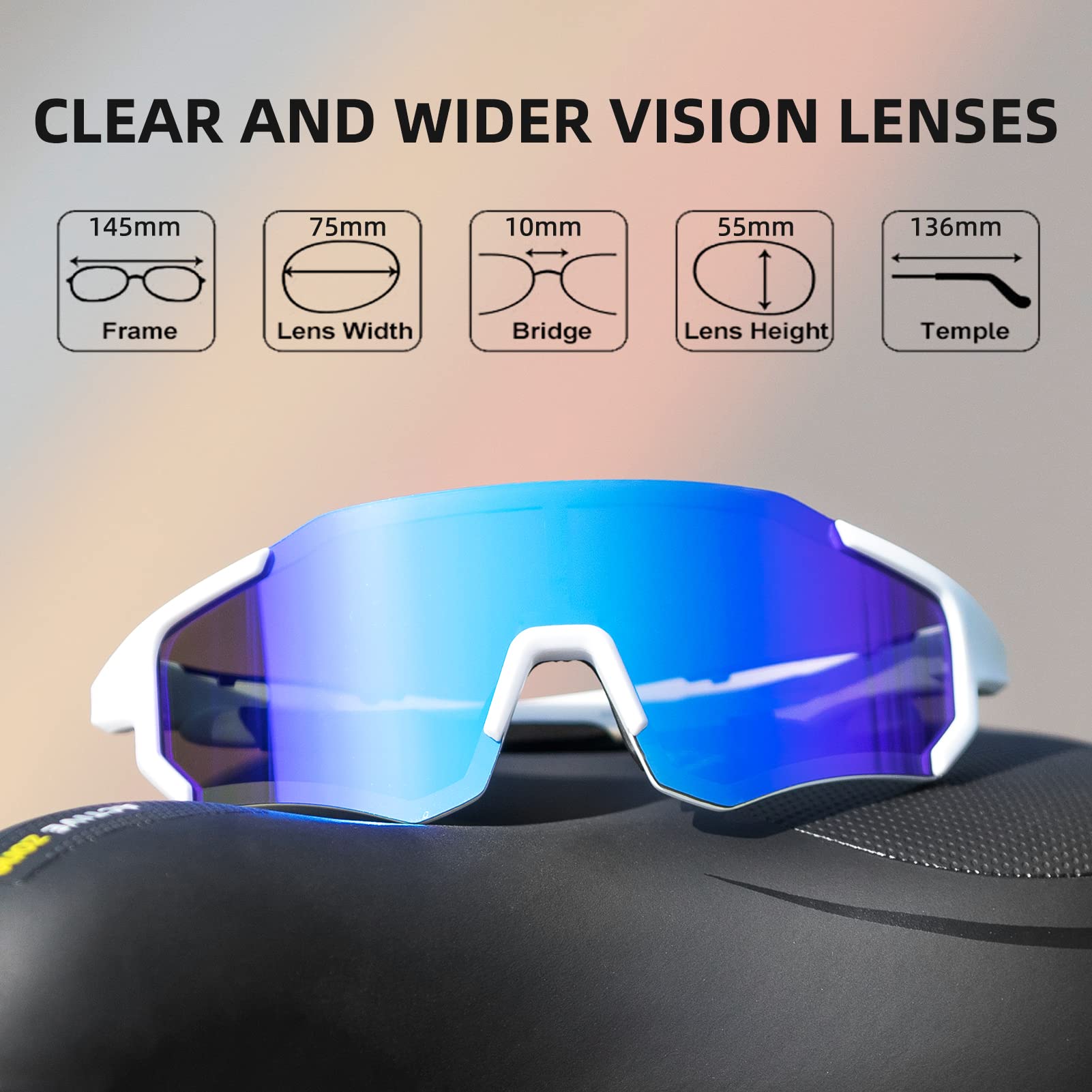 ROCKBROS Polarized Sunglasses for Men Women UV400 Protection Cycling Bike Glasses TAC Lightweight Frame Driving Fishing Golf Sunglasses