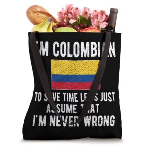 Funny I'm Colombian Flag Colombia Colombian Roots Tote Bag