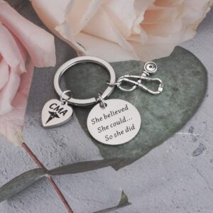 Lywjyb Birdgot CMA Gift Certified Medical Assistant Gifts She Believed She Could So She Did Nurse Keychain (CMA ky)