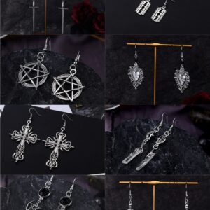 16 Pairs Gothic Earring for Women Grunge Punk Vintage Earrings Set Goth Snake Harajuku Style Evil Eye Dangle Retro Silver Earrings Harajuku Style Trendy Punk Rock Earrings for Halloween Girls Teen