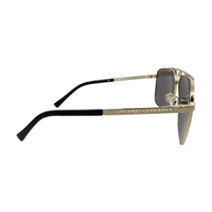 Versace VE 2238 12526G Pale Gold Metal Rectangle Sunglasses Silver Mirror Lens