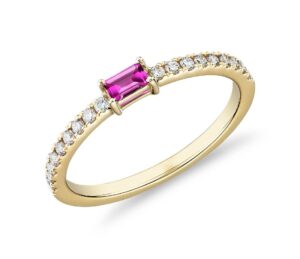 jewelrygift plated stacking band ring created-pink-sapphire gtone daliy wear, party wear, ofice wear beautiful engagement wedding jewelry for men and women ring : 5.5