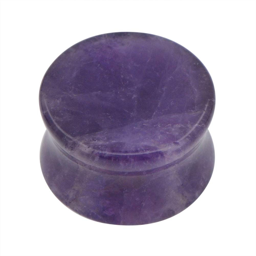 blue palm jewelry Pair of Amethyst Double Flare Stone Ear Plugs Expander Gauges 2ga - 1 inch E553