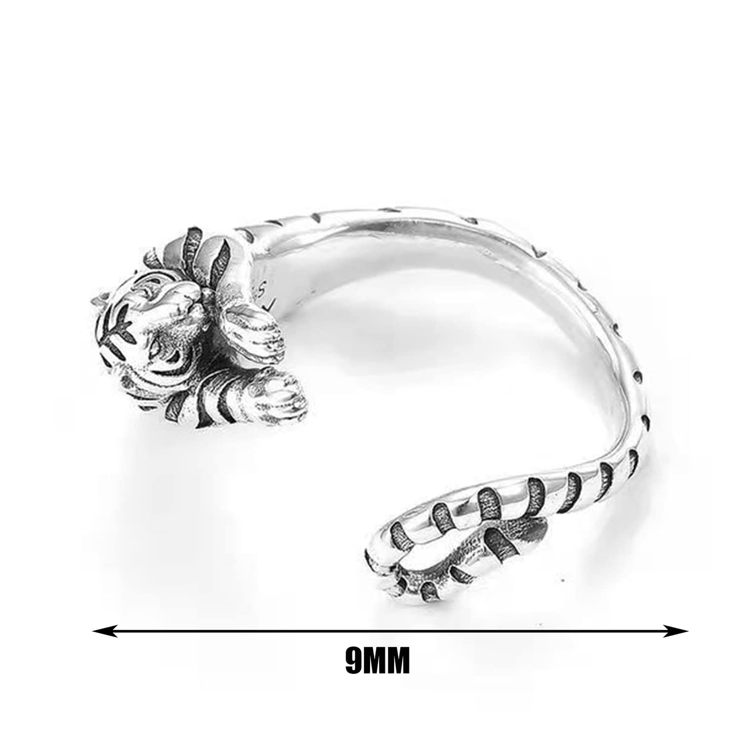 DSFHD 2022 Zodiac Tiger Ring Men's and Women's,Animal Rings for Tiger Head Chinese Ring Feng Shui Amulet Wealth Lucky Ring Buddhist Jewelry for Women Men Gift