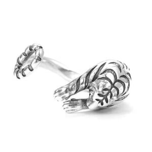 DSFHD 2022 Zodiac Tiger Ring Men's and Women's,Animal Rings for Tiger Head Chinese Ring Feng Shui Amulet Wealth Lucky Ring Buddhist Jewelry for Women Men Gift