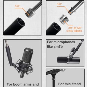 Boseen Mic Stand Extension Tube, 4 Pieces Microphone Extension Pipe Microphone Stand Extender with 2 Screw Aadpters for Desk Boom Arm Stands