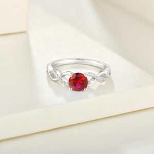 STARCHENIE Infinity Promise Rings for Women Sterling Silver Wedding Engagement Ruby Rings size7