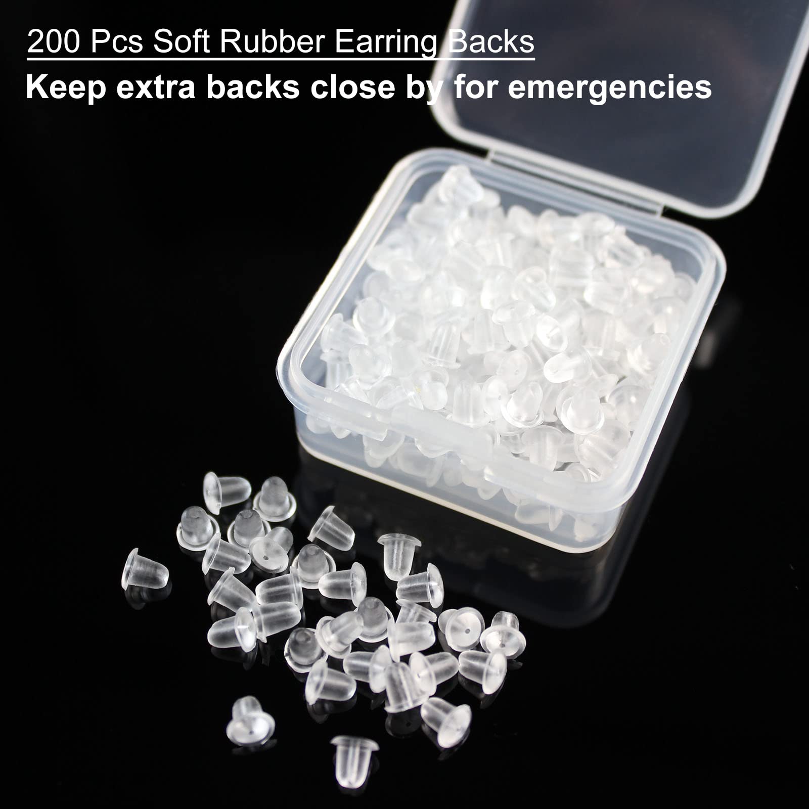 Plastic Earrings for Sports, KMEOSCH 400Pcs 18g 3mm/4mm Solid Plastic Post Stud Earrings with Soft Rubber Earring Backs in 2 Organizer Boxes