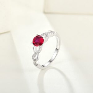 STARCHENIE Infinity Promise Rings for Women Sterling Silver Wedding Engagement Ruby Rings size7