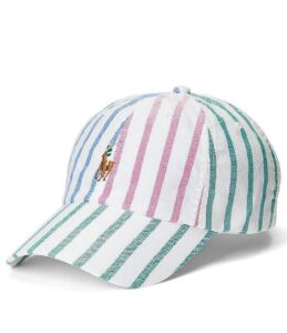 polo ralph lauren mens striped oxford cotton baseball cap one size