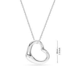 LeCalla 925 Sterling Silver Heart Necklace Open Heart Pendant Open Heart Necklace for Women Floating Love Heart Necklace Teen