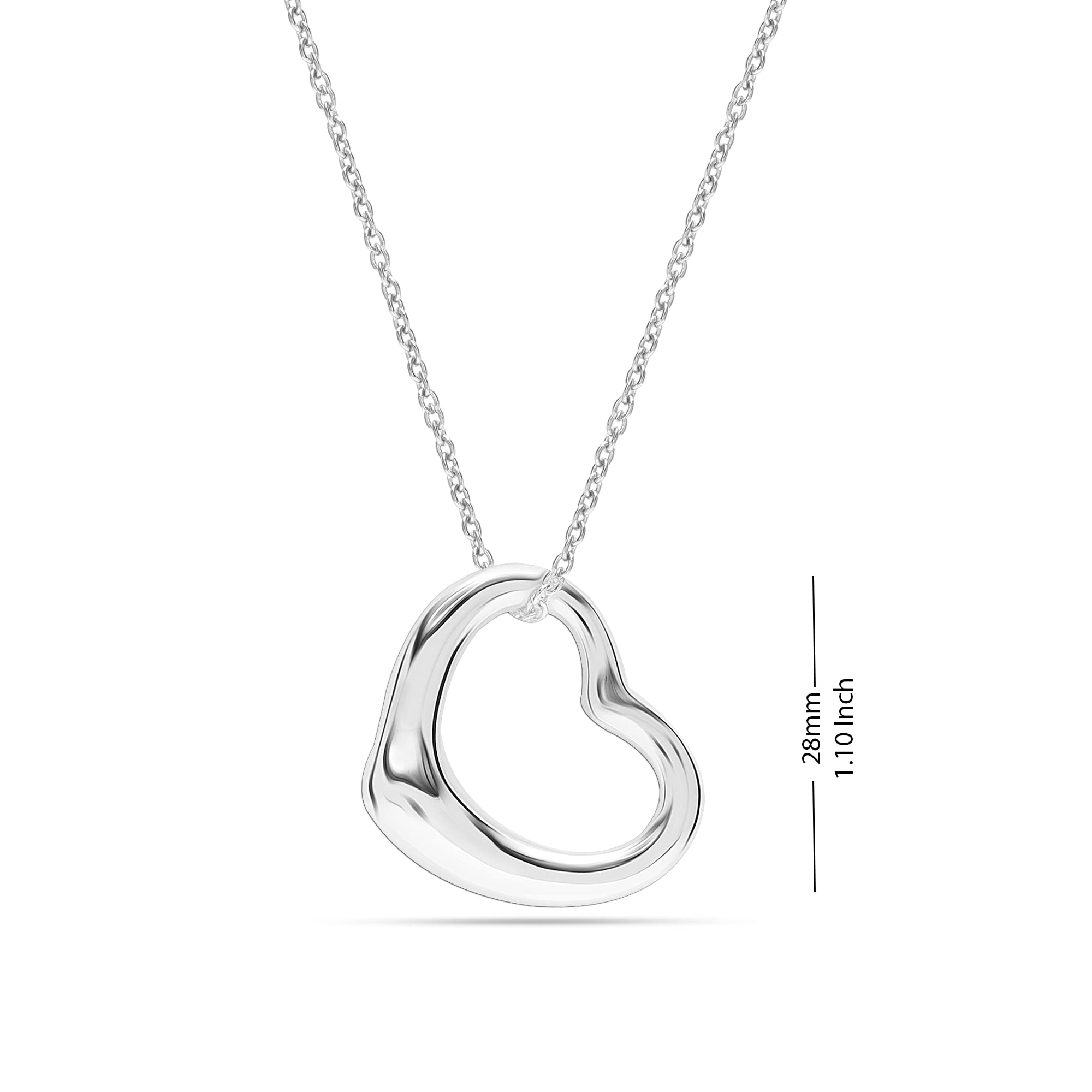 LeCalla 925 Sterling Silver Heart Necklace Open Heart Pendant Open Heart Necklace for Women Floating Love Heart Necklace Teen