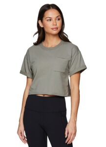 rbx active women's crop top cotton short sleeve yoga cropped t-shirt bft sage xl