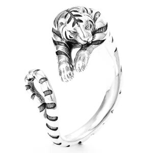 dsfhd 2022 zodiac tiger ring men's and women's,animal rings for tiger head chinese ring feng shui amulet wealth lucky ring buddhist jewelry for women men gift