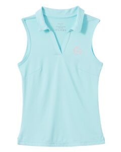 willit girls' sleeveless polo shirts golf tennis polo lightweight shirts quick dry light blue m