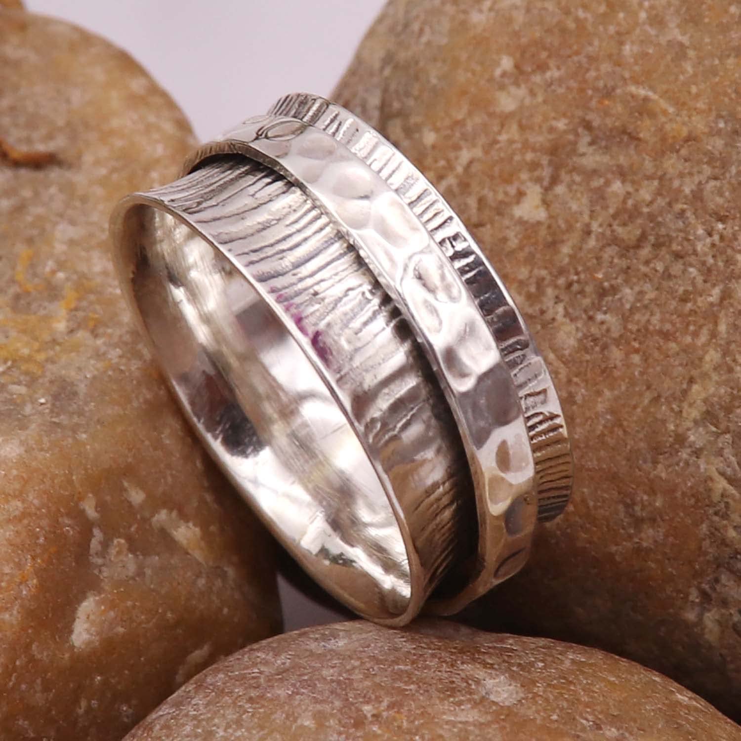 Silver Ring 925 Sterling Silver Spinner Maditation Band Beautiful Ring All Size Men Women Ring Gift Item Statement Handmade Jewelry Ring Goyal Jewels GESR41 (US-14.5)