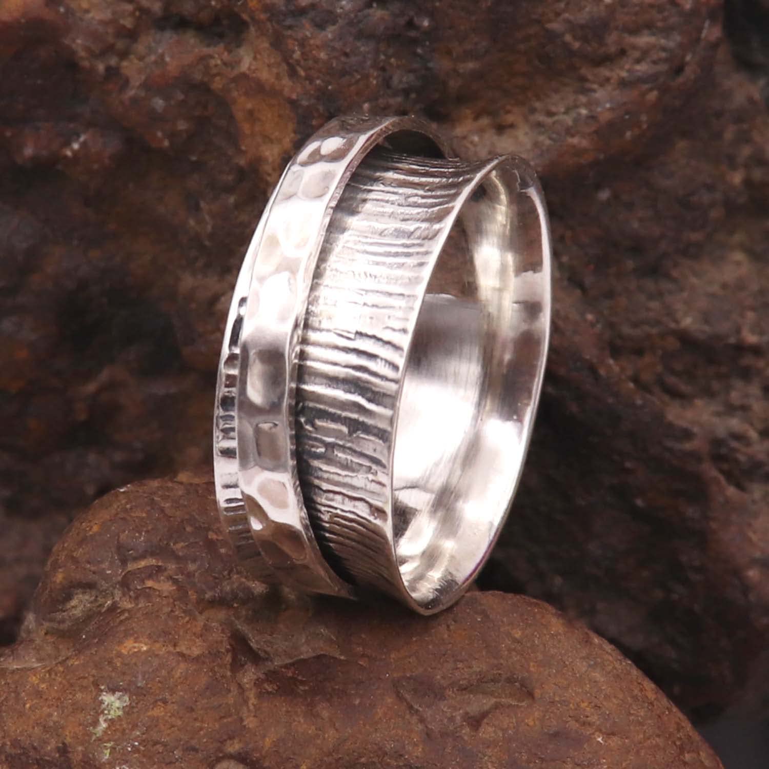 Silver Ring 925 Sterling Silver Spinner Maditation Band Beautiful Ring All Size Men Women Ring Gift Item Statement Handmade Jewelry Ring Goyal Jewels GESR41 (US-14.5)